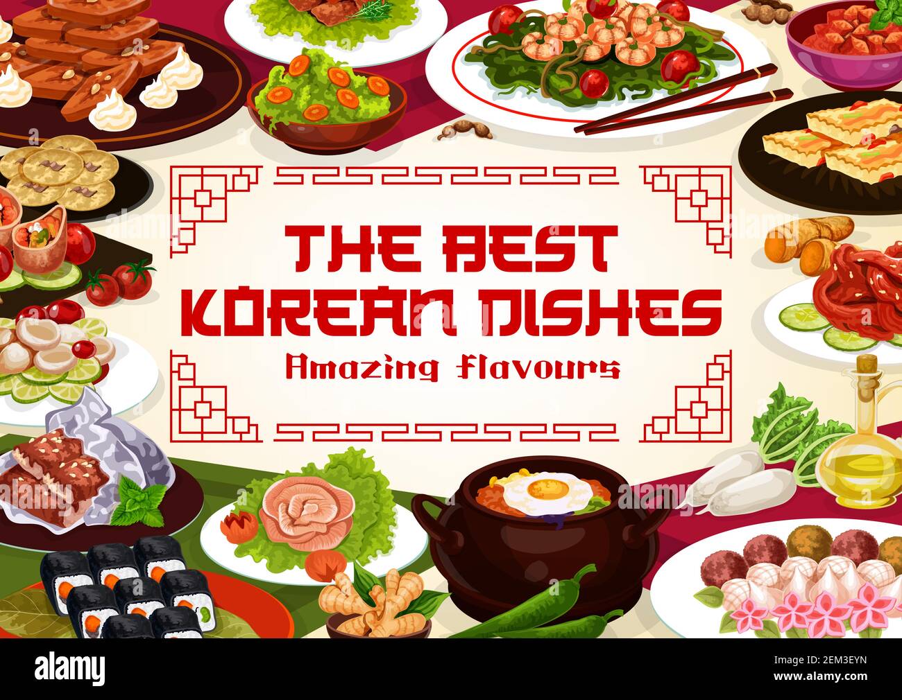 Korean Cuisine Dishes Restaurant Menu And Korea Authentic Meals