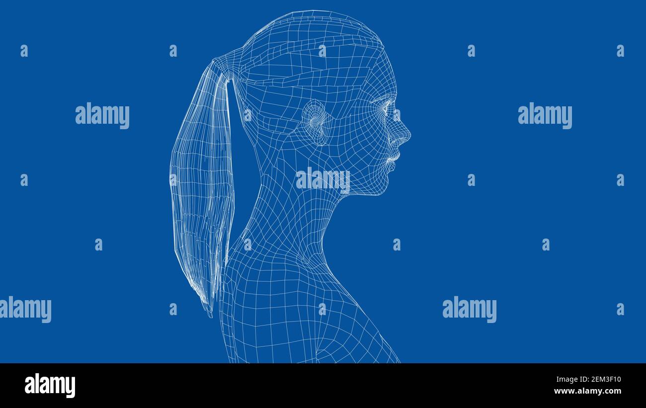 Wireframe portrait of a young beautiful girl Stock Vector Image & Art ...