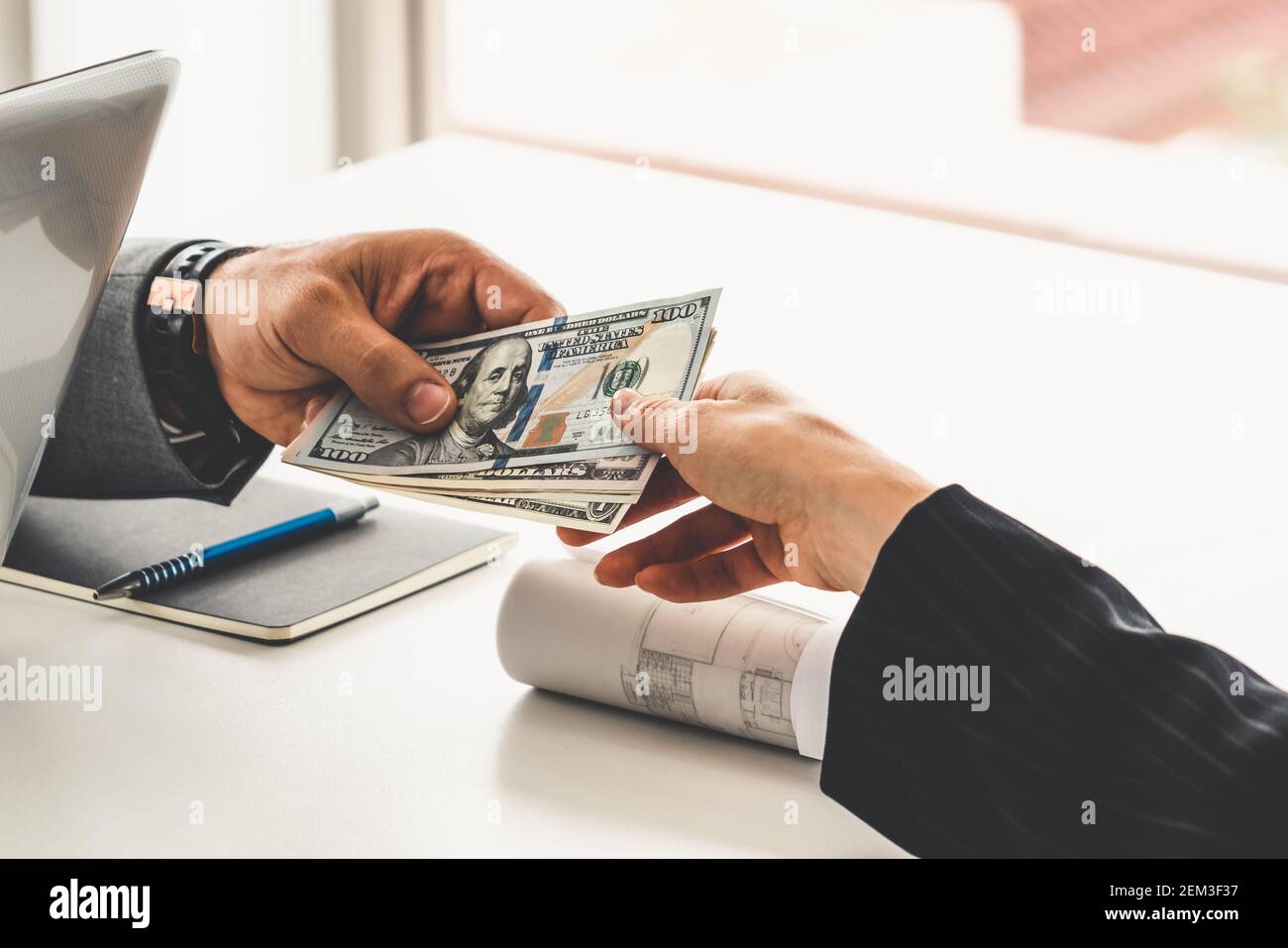 Hand giving paper another hand hi-res stock photography and images - Alamy