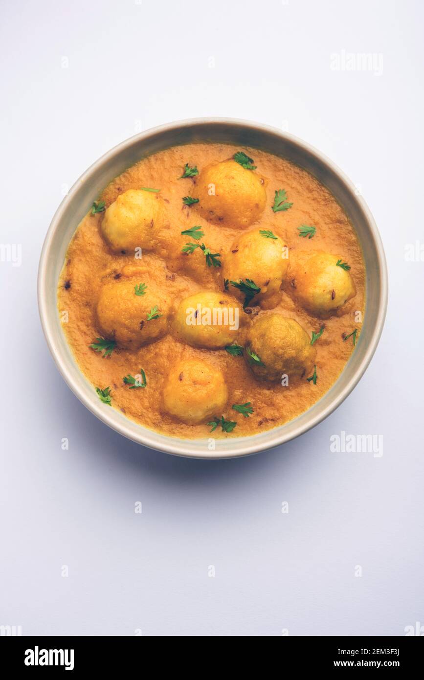 Tasty Dum Aloo or whole potatoes spicy curry is a popular main course ...