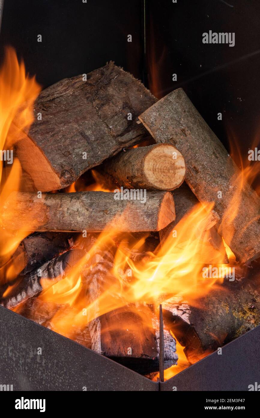 Photograph of logs burning on a fire pit Photo Phil Wilkinson Stock ...