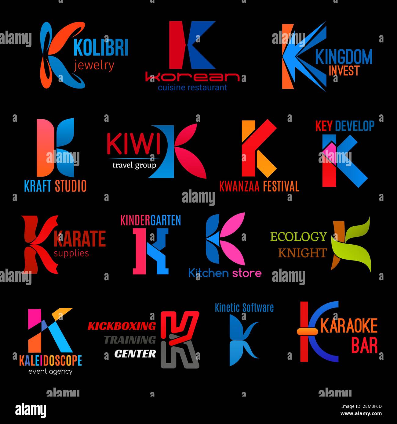 Letter K corporate identity icons and business company emblems. Vector ...