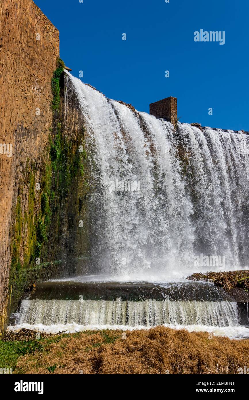 waterfall at a dam Stock Photo - Alamy