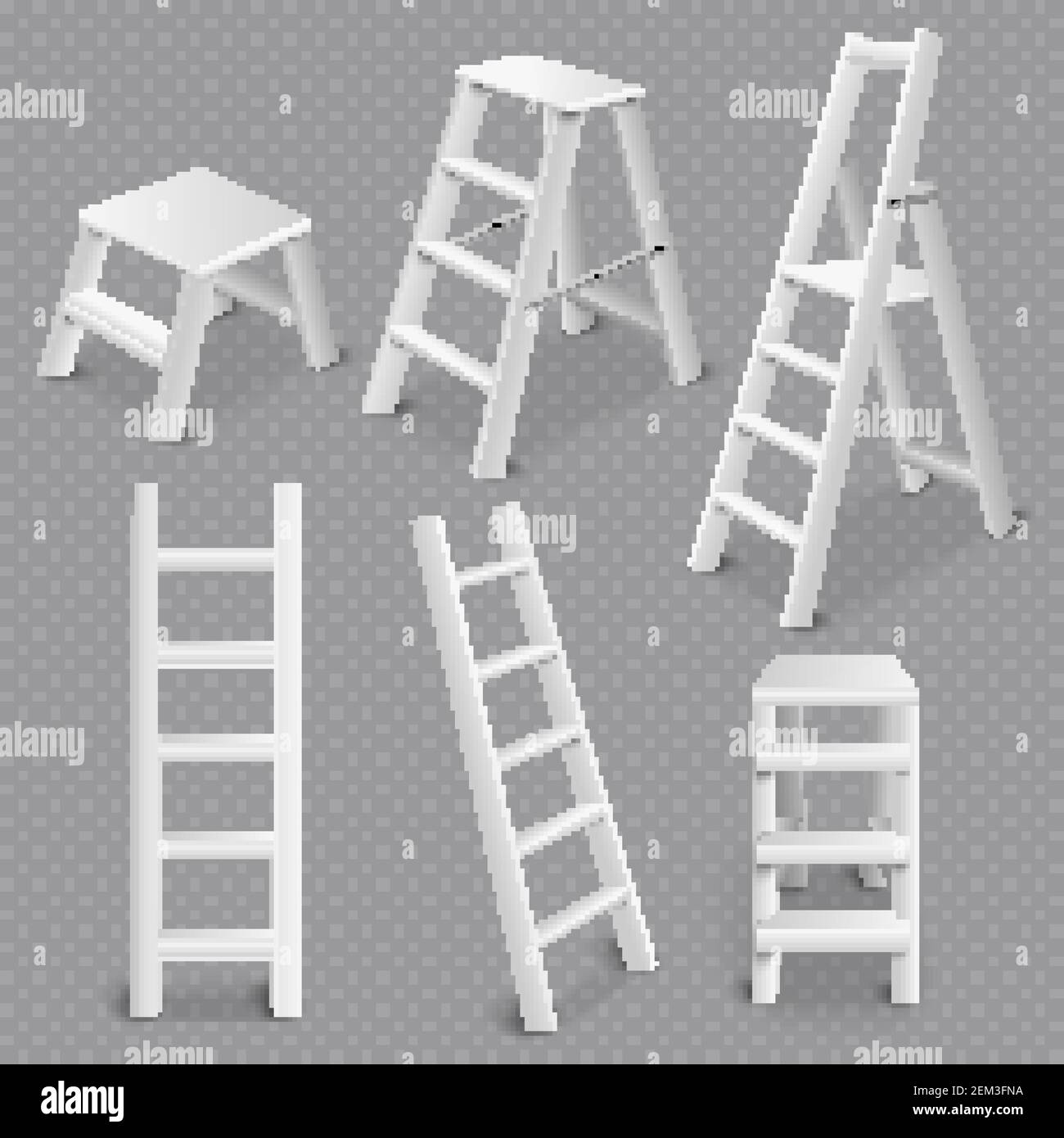 Multi purpose ladders realistic 3d collection including folding ...