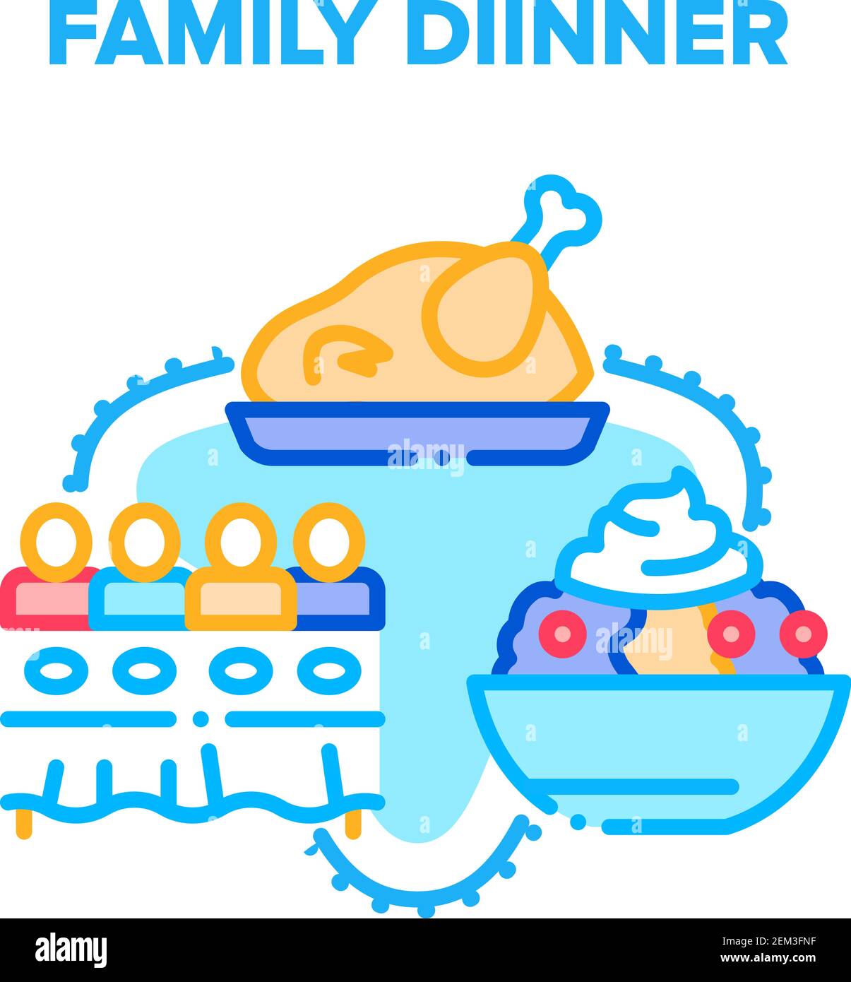 Family Dinner Vector Concept Color Illustration Stock Vector Image ...