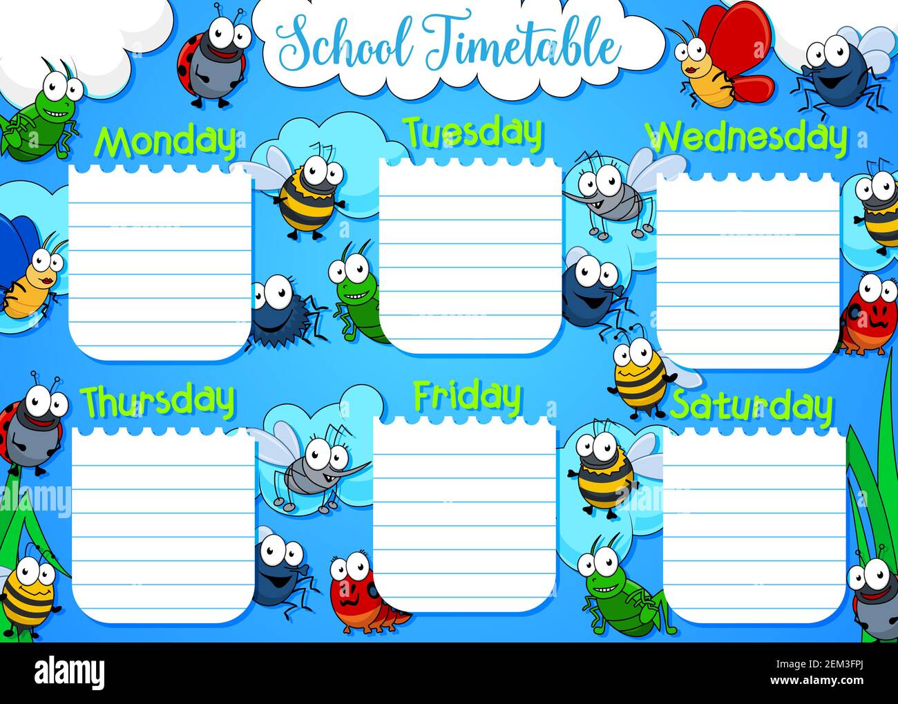 School timetable, week schedule and student class table weekly template ...