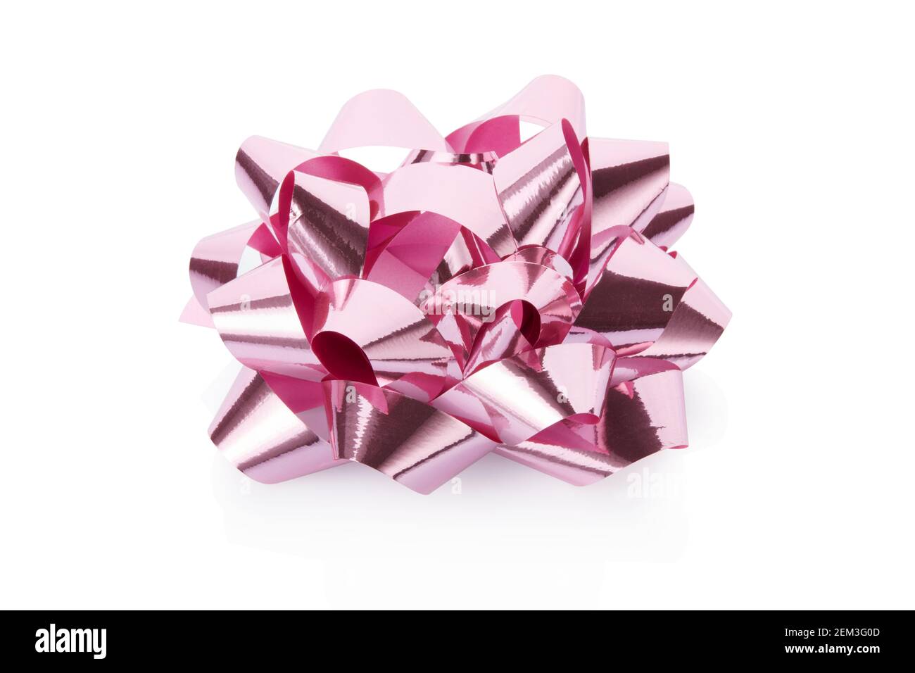 Pink, shiny gift bow isolated on white background, clipping path Stock ...