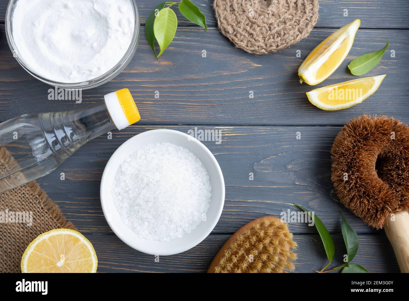 The concept of eco-friendly home cleaning. Various items and ...