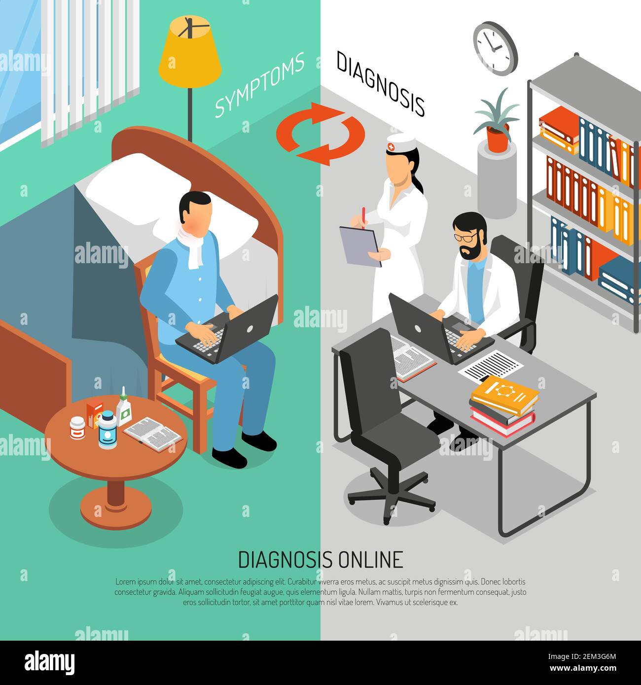 Online doctors worldwide checking symptoms for diagnosis treatment and ...