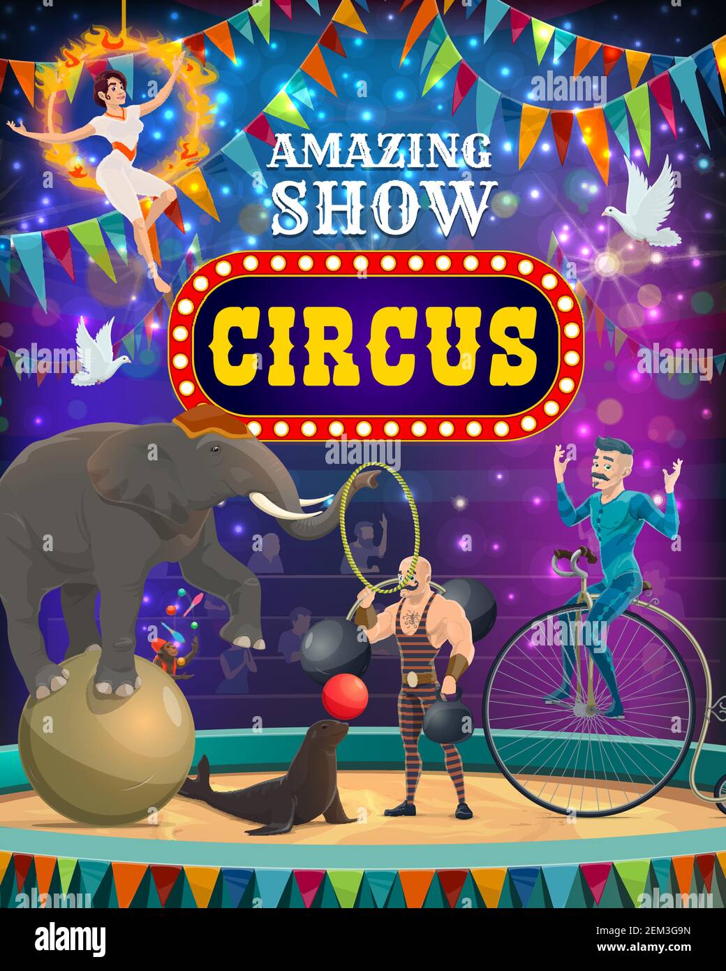 Circus poster trapeze Stock Vector Images - Alamy