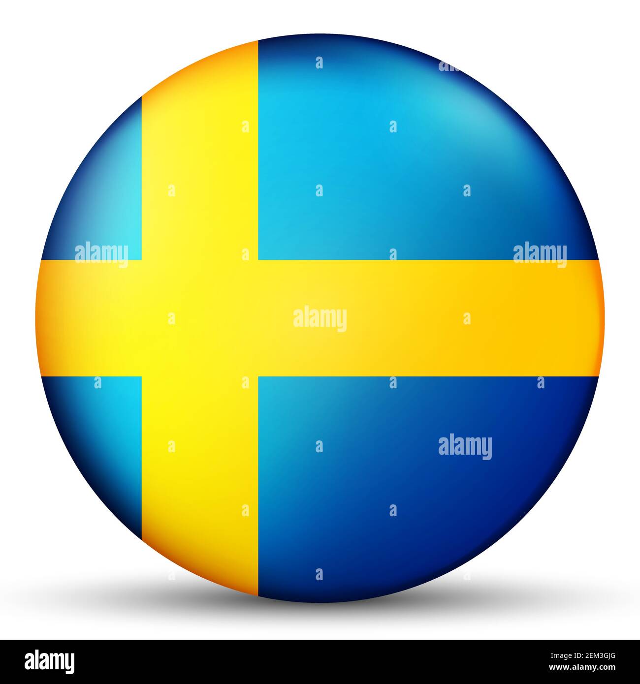 Glass light ball with flag of Sweden. Round sphere, template icon ...