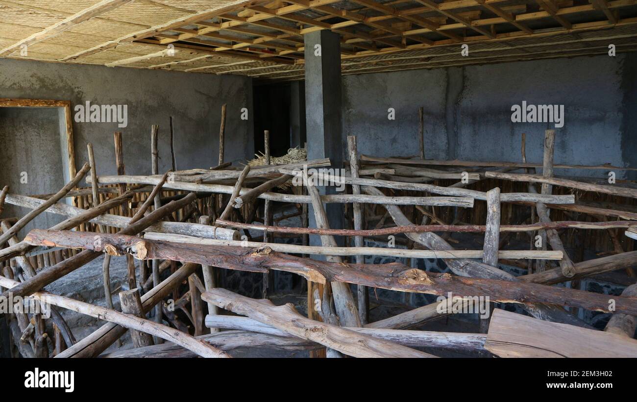 Wood scaffolding in construction site Stock Photo - Alamy