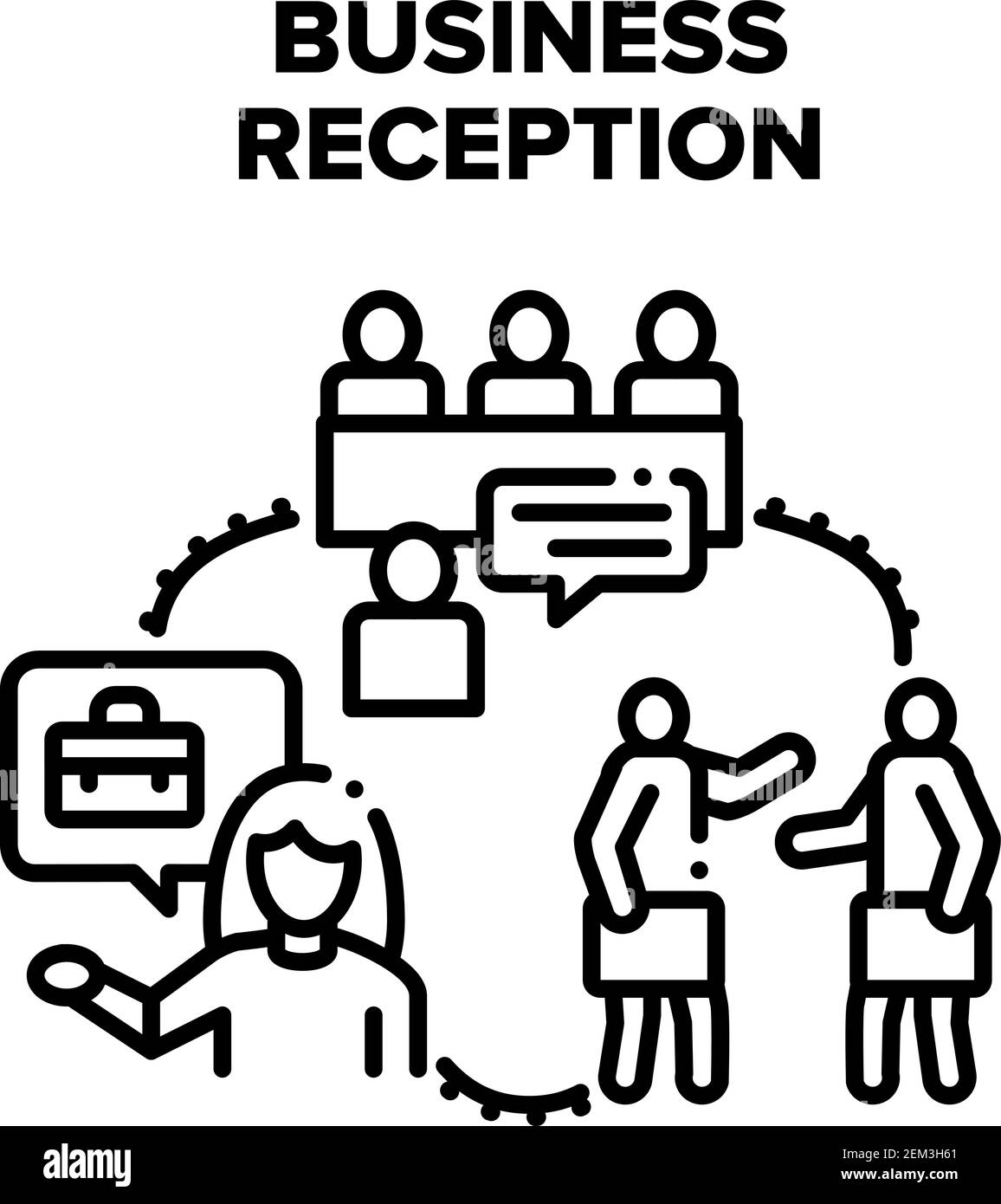 Business Reception Office Vector Black Illustrations Stock Vector Image ...