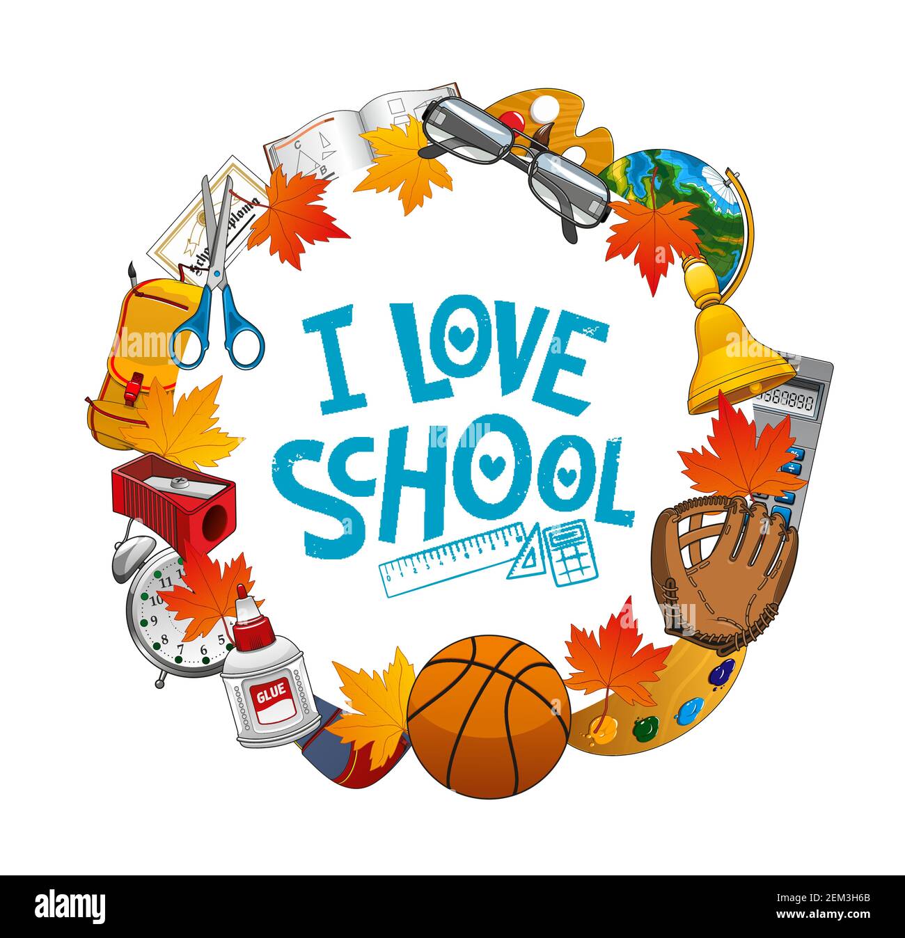I love school frame of stationary objects. Vector educational supplies ...