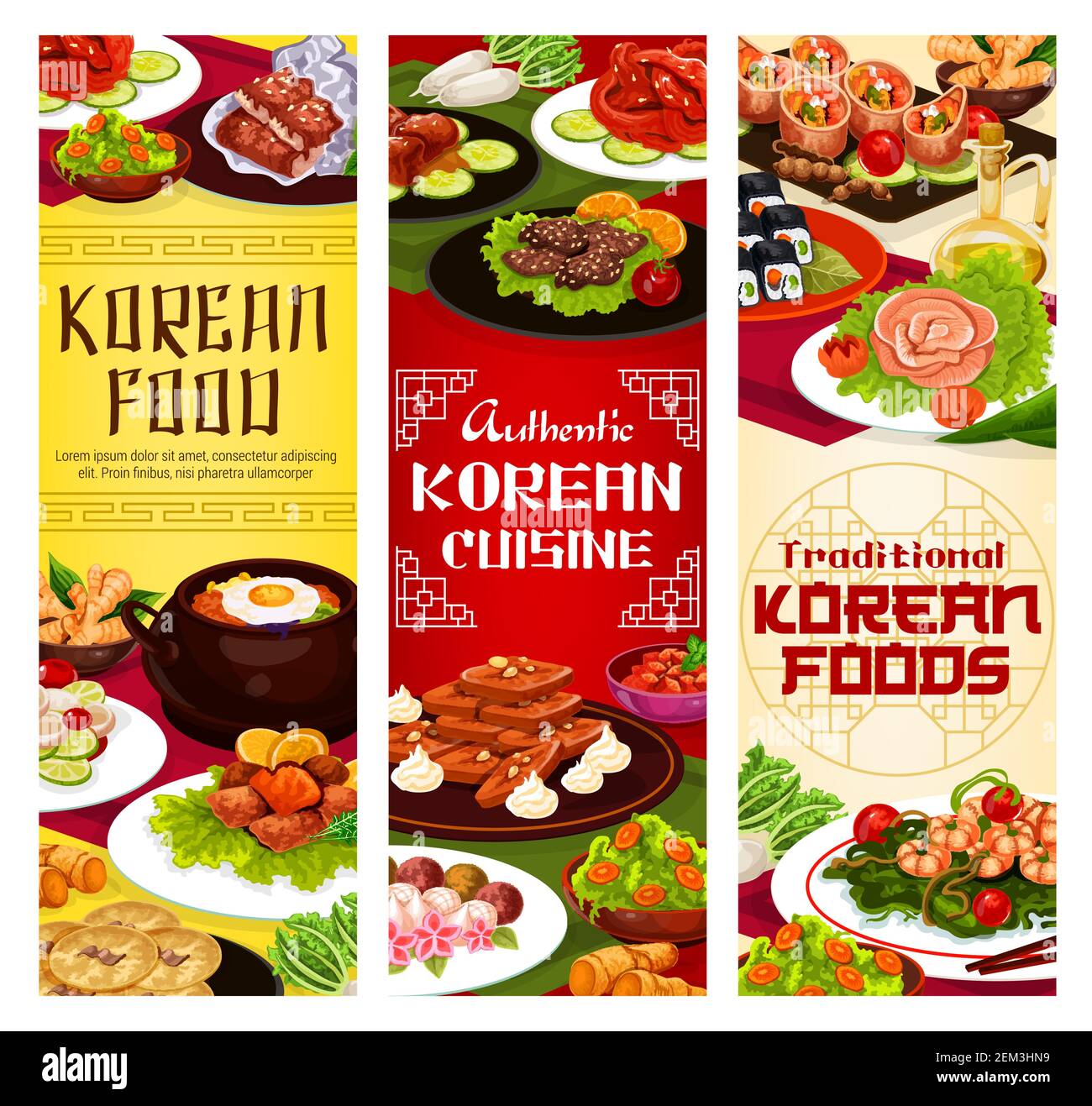 Korean cuisine menu, South Korea oriental, restaurant, traditional food ...