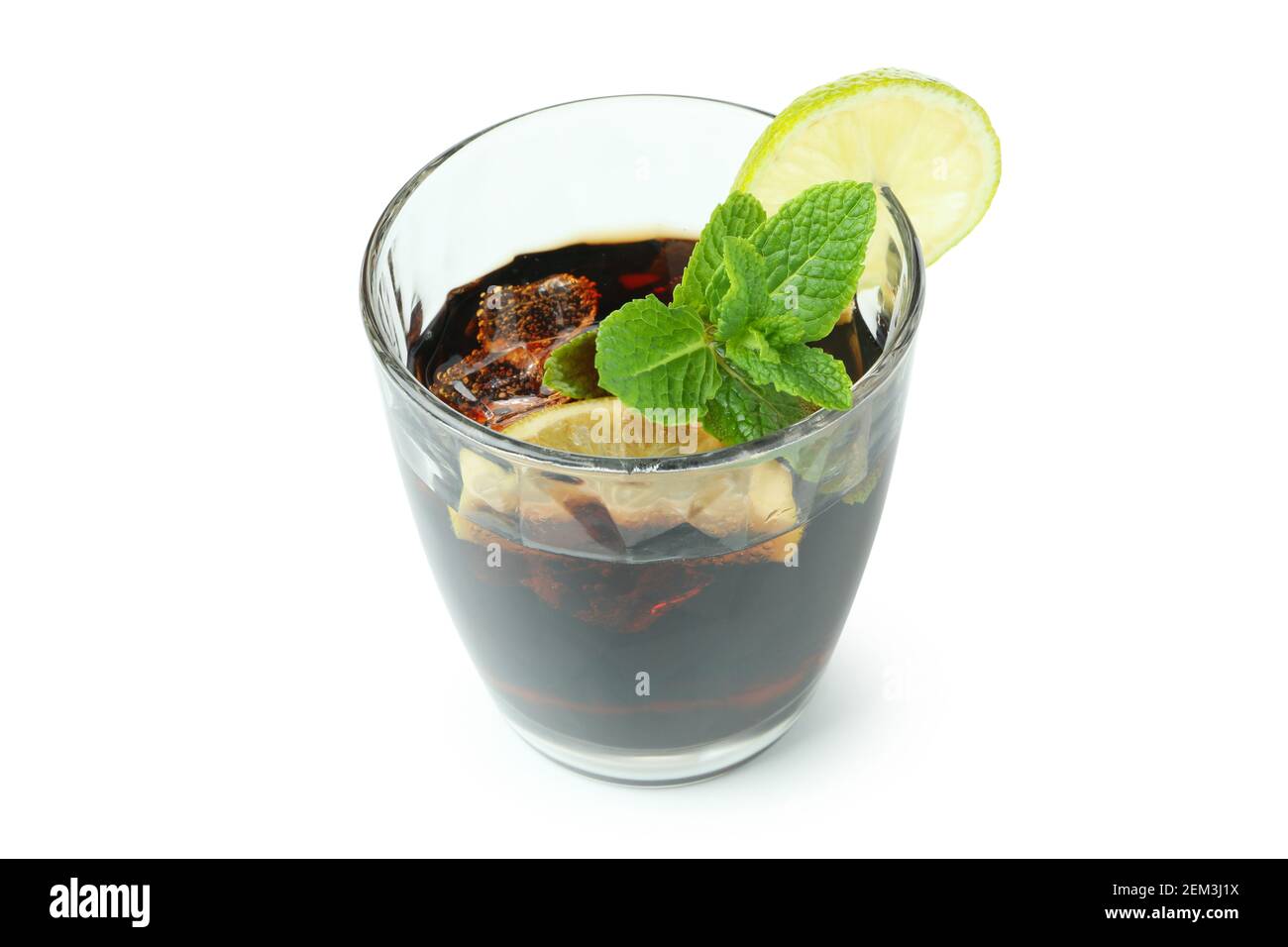Glass of Cuba Libre isolated on white background Stock Photo - Alamy