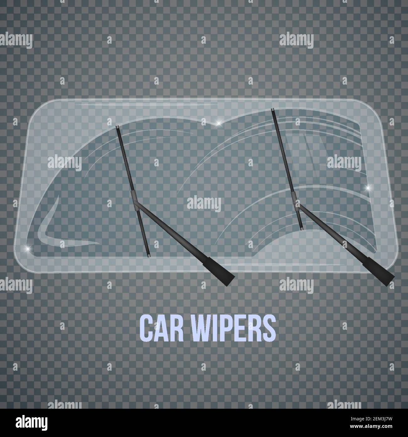 Car windscreen wipe glass realistic composition with isolated wind ...