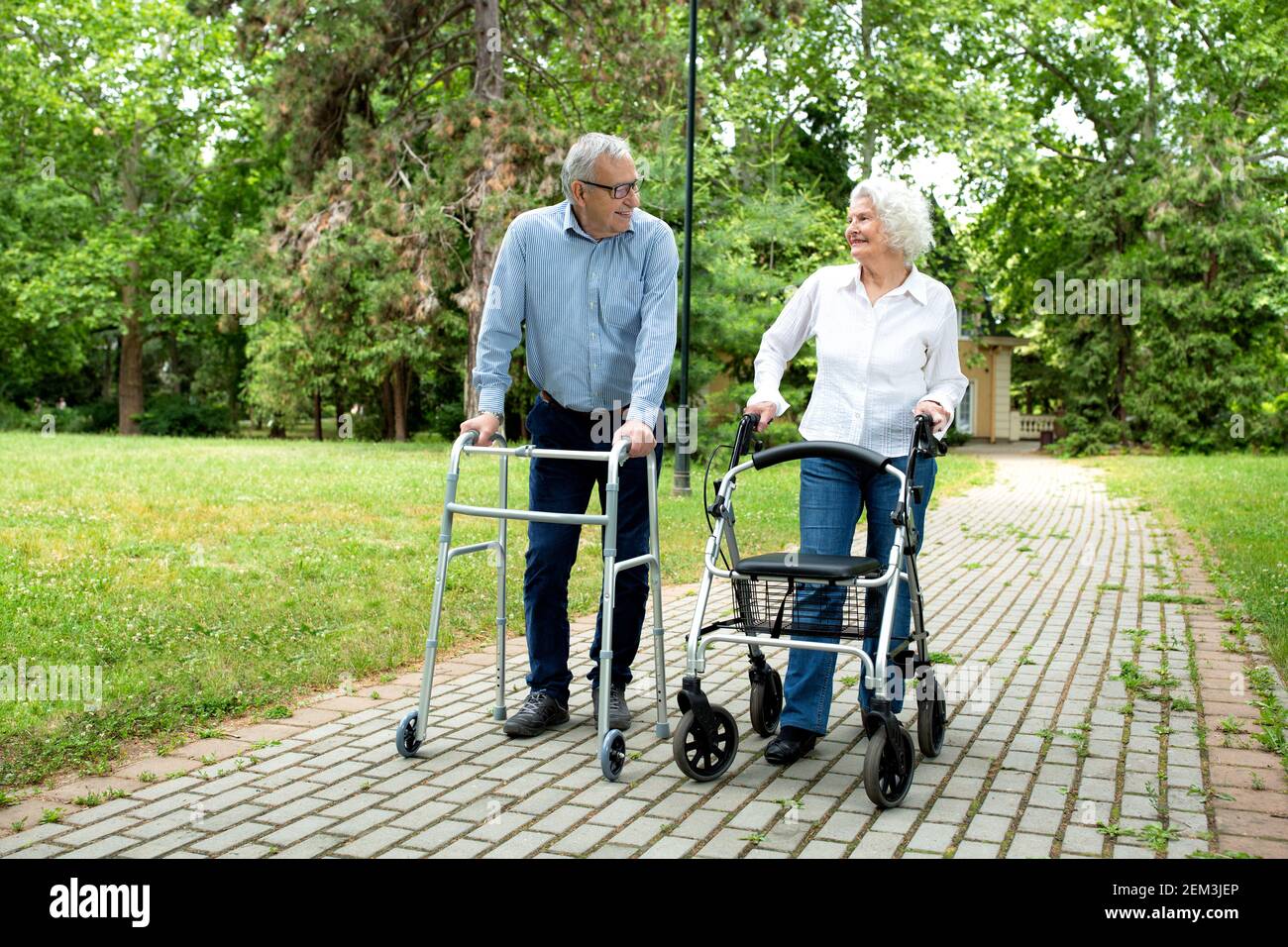 Elderly female using mobility aid hi-res stock photography and images ...
