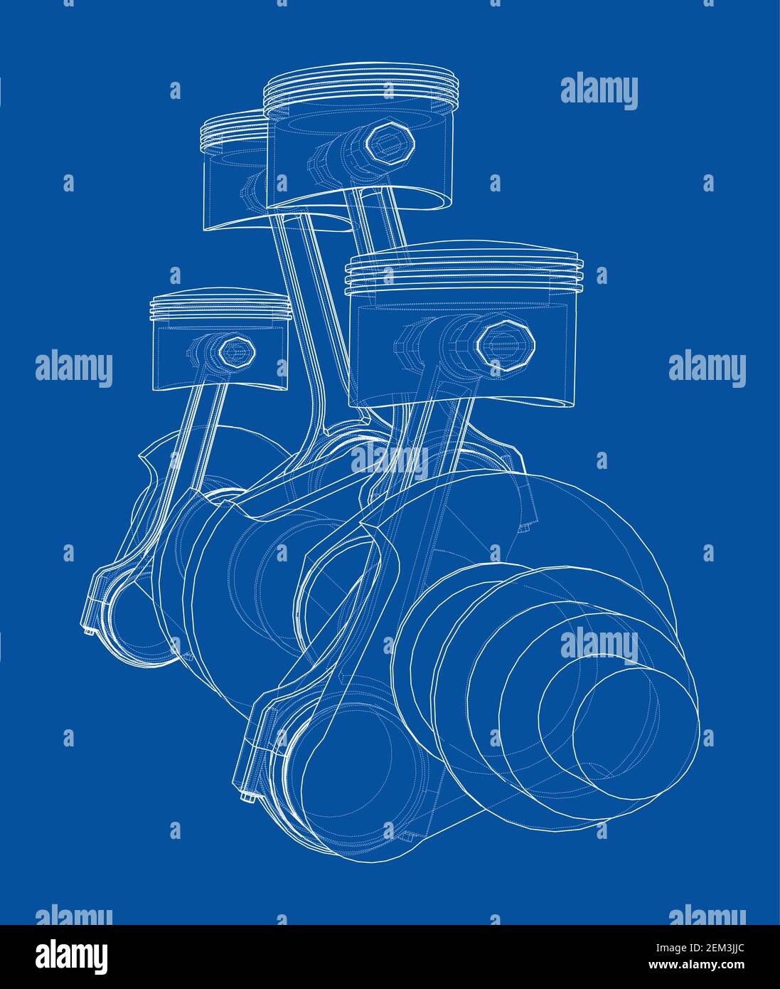 Engine crankshaft with pistons outline. Vector Stock Vector Image & Art ...