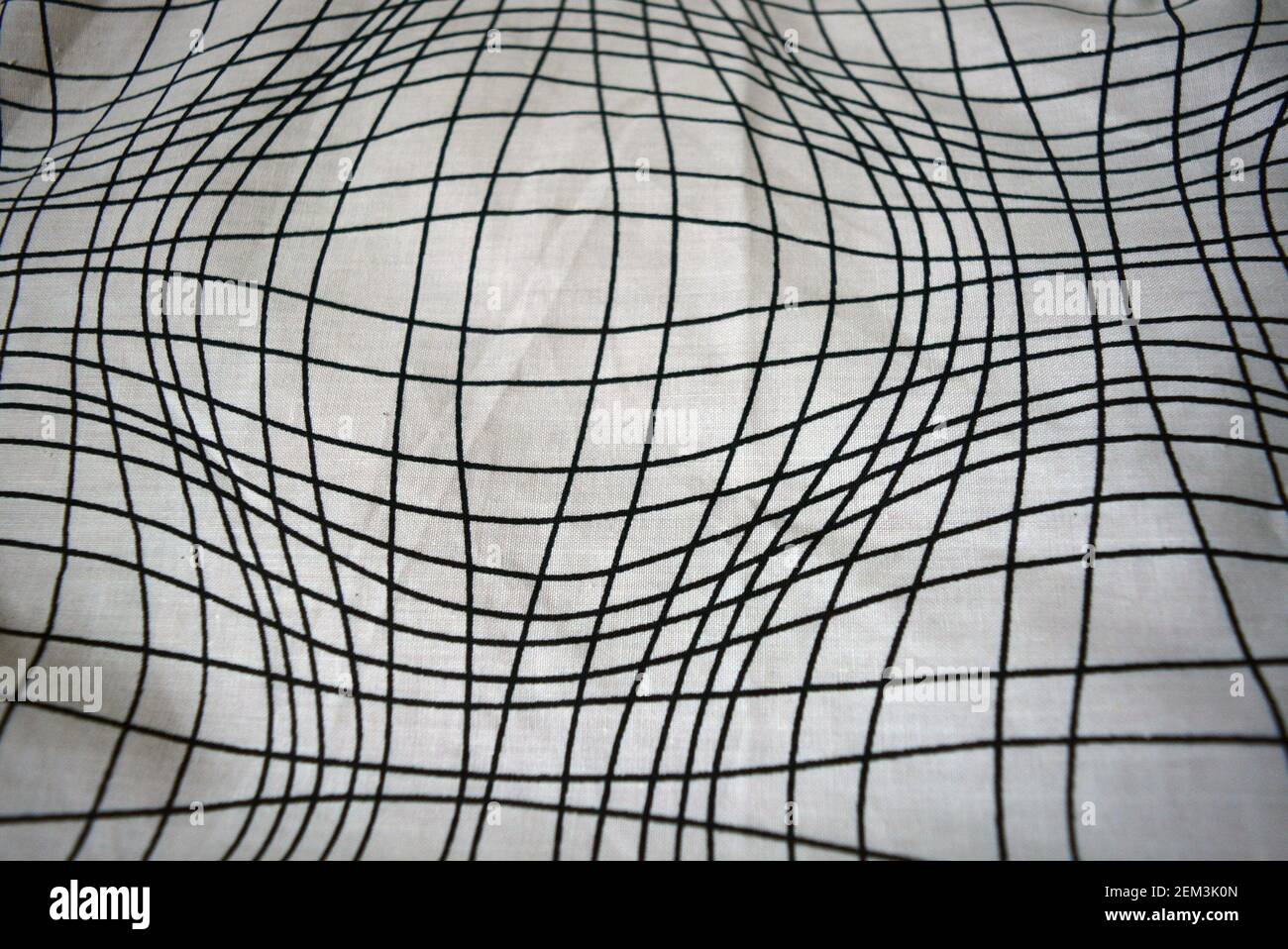 Ivory cotton fabric with geometric patterns printed on it. Unusual ...