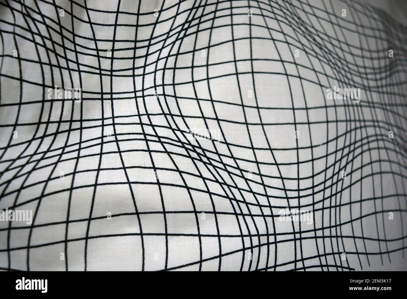 Ivory cotton fabric with geometric patterns printed on it. Unusual ...