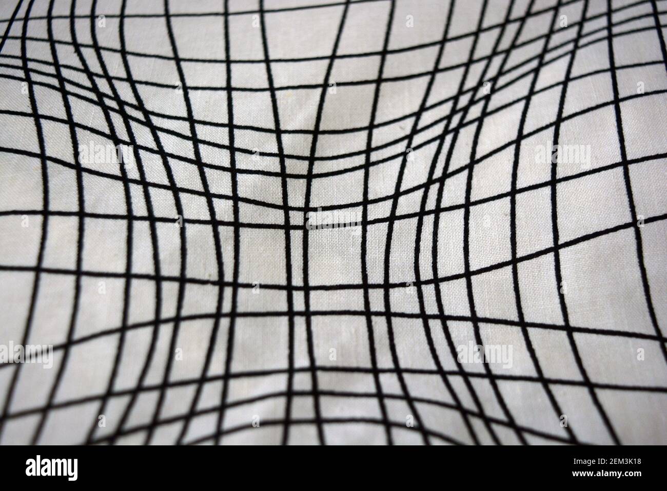 Ivory cotton fabric with geometric patterns printed on it. Unusual ...