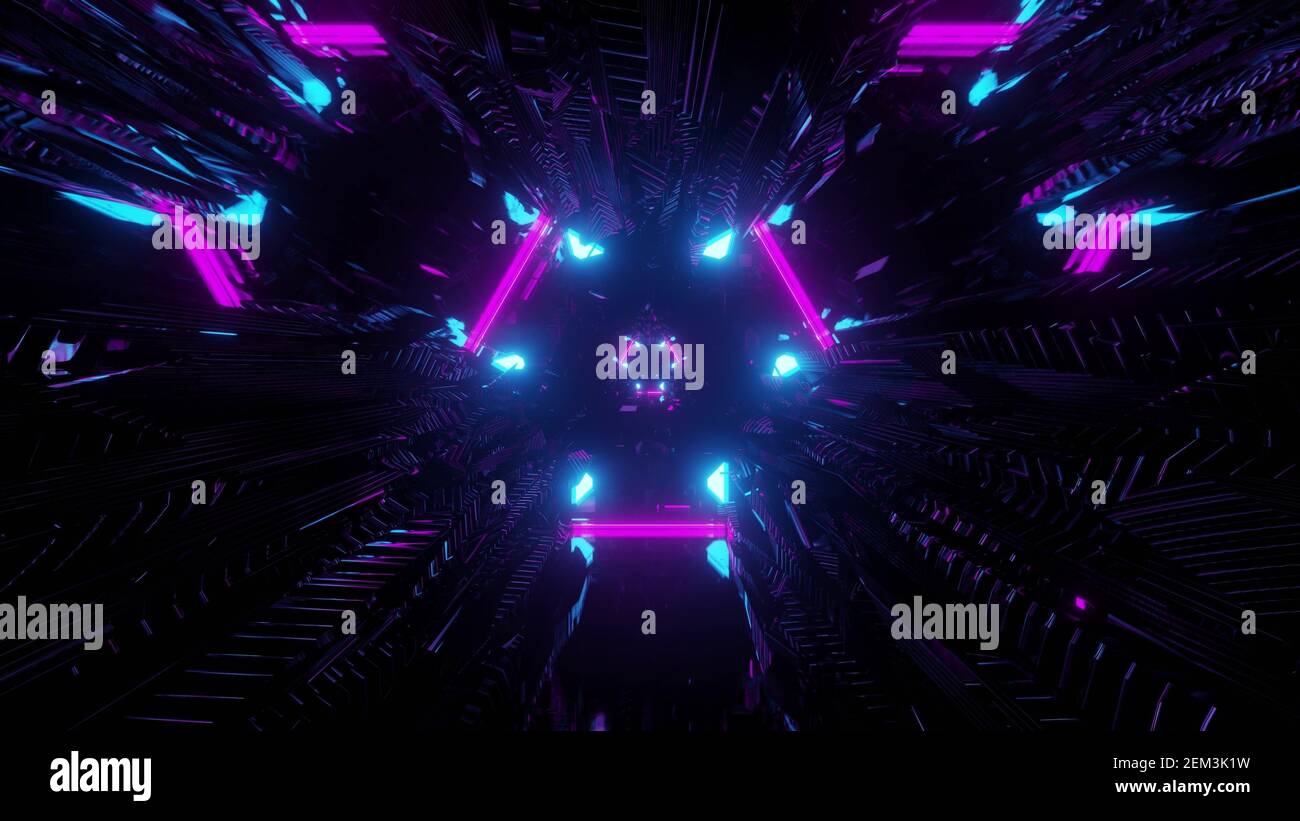 Colorful neon lights in darkness 3d illustration Stock Photo - Alamy