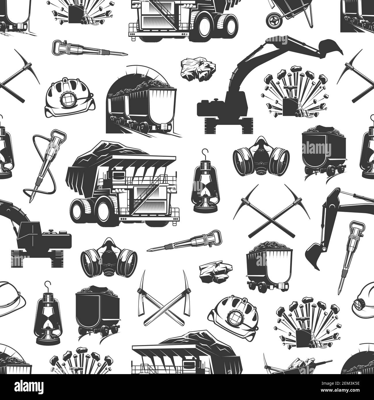 Coal production, mining industry and miner equipment tools seamless ... Coal production, mining industry and miner equipment tools seamless ...