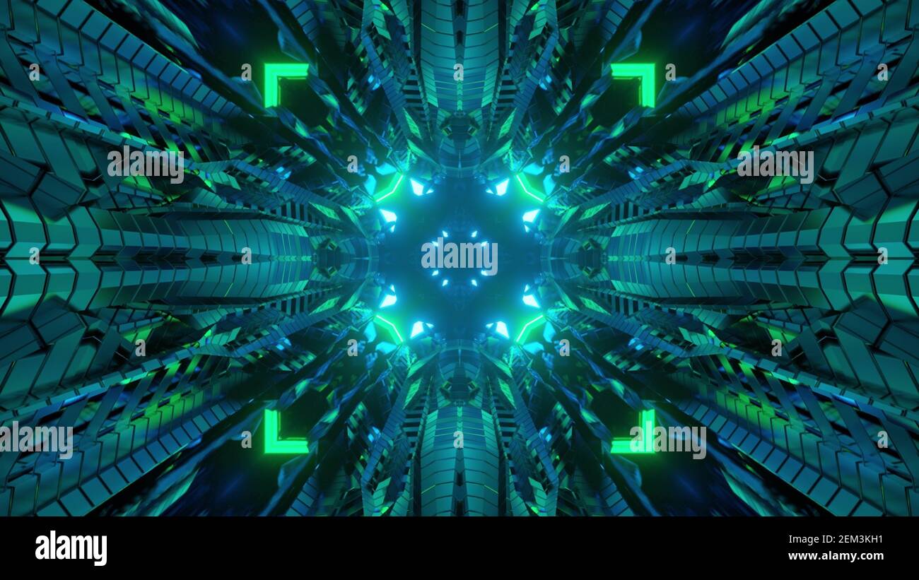 Futuristic technology design with neon illumination 3d illustration ...