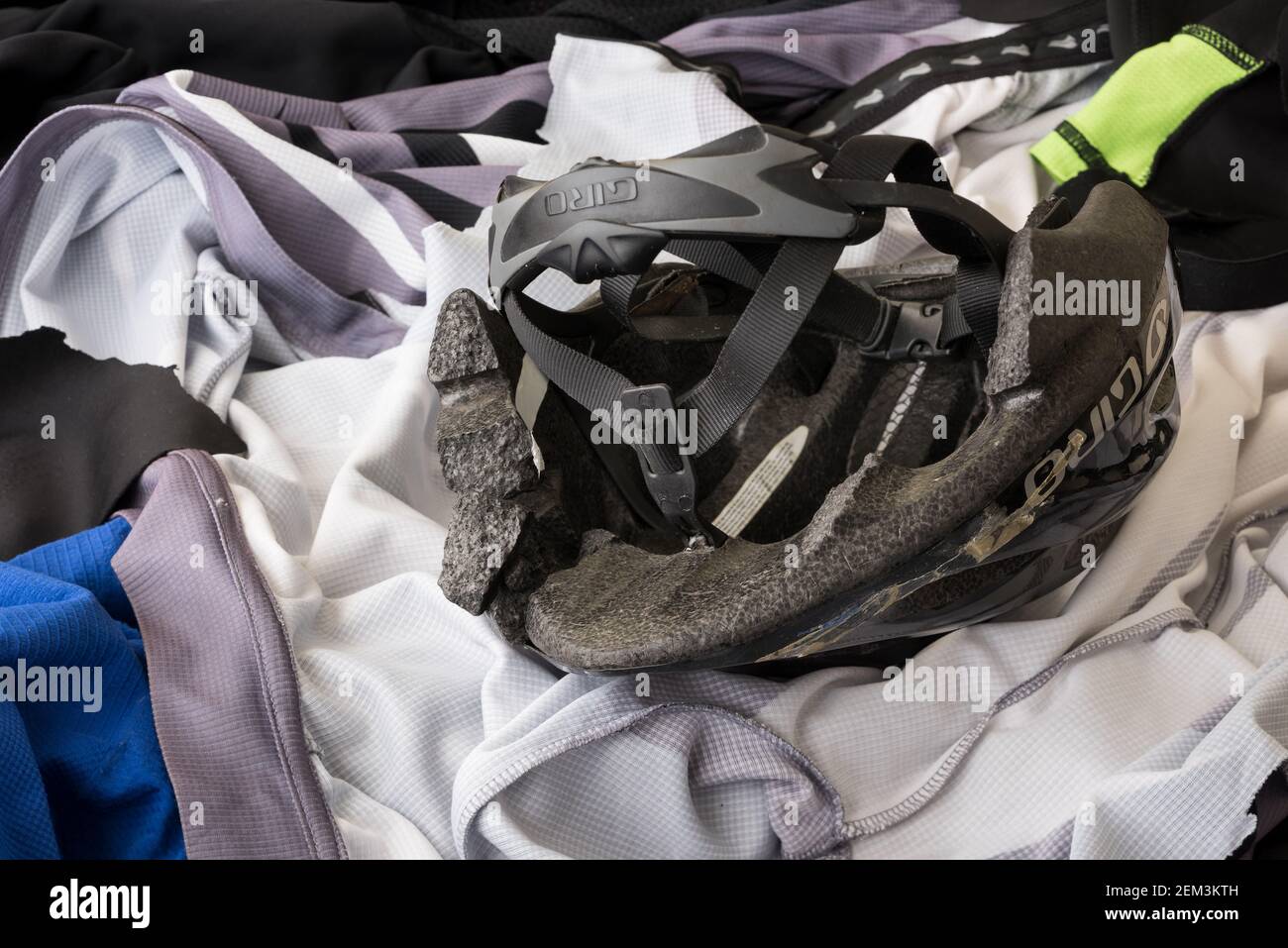 Broken cycle helmet hi-res stock photography and images - Alamy