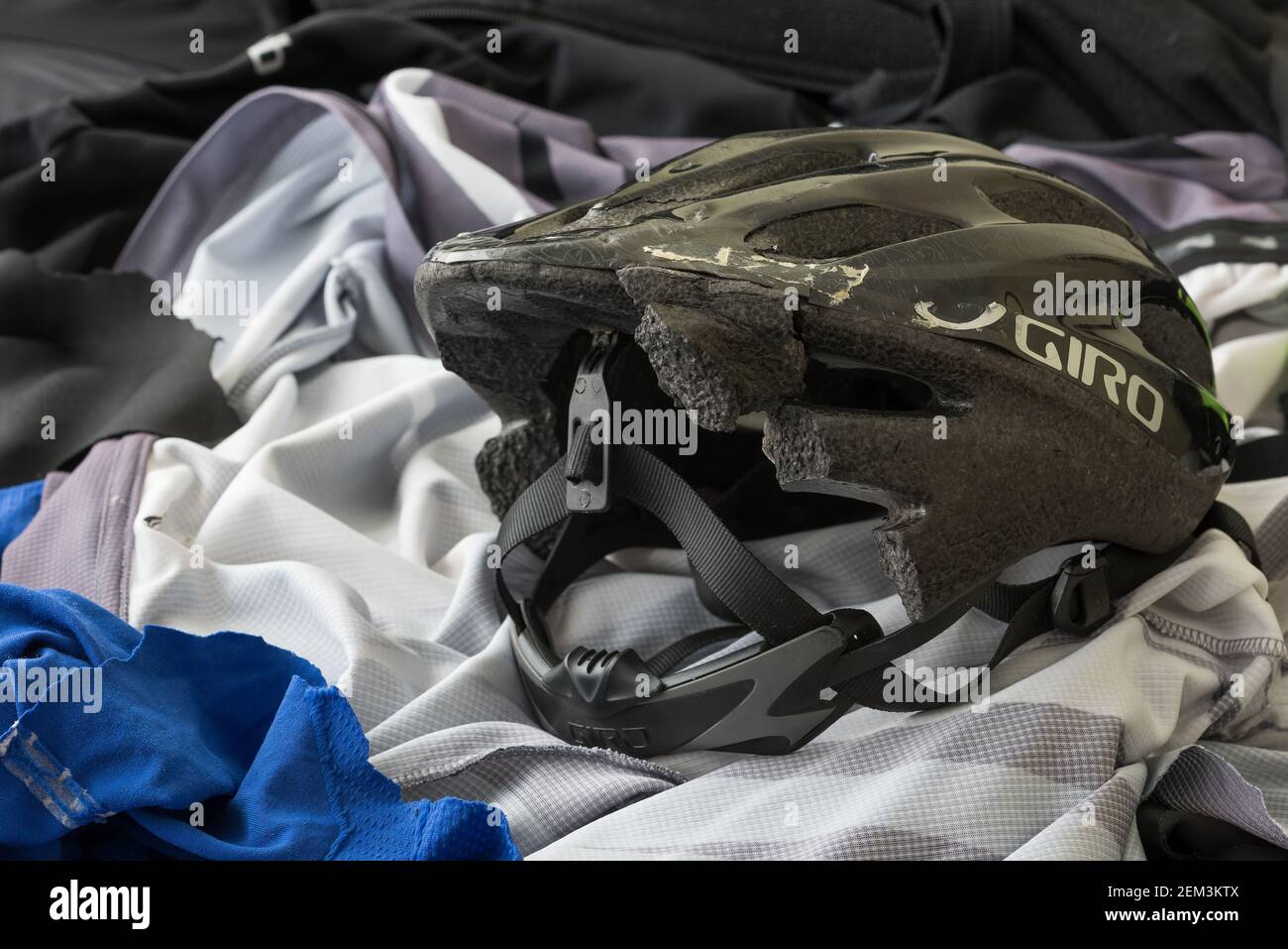 Broken cycle helmet hi-res stock photography and images - Alamy