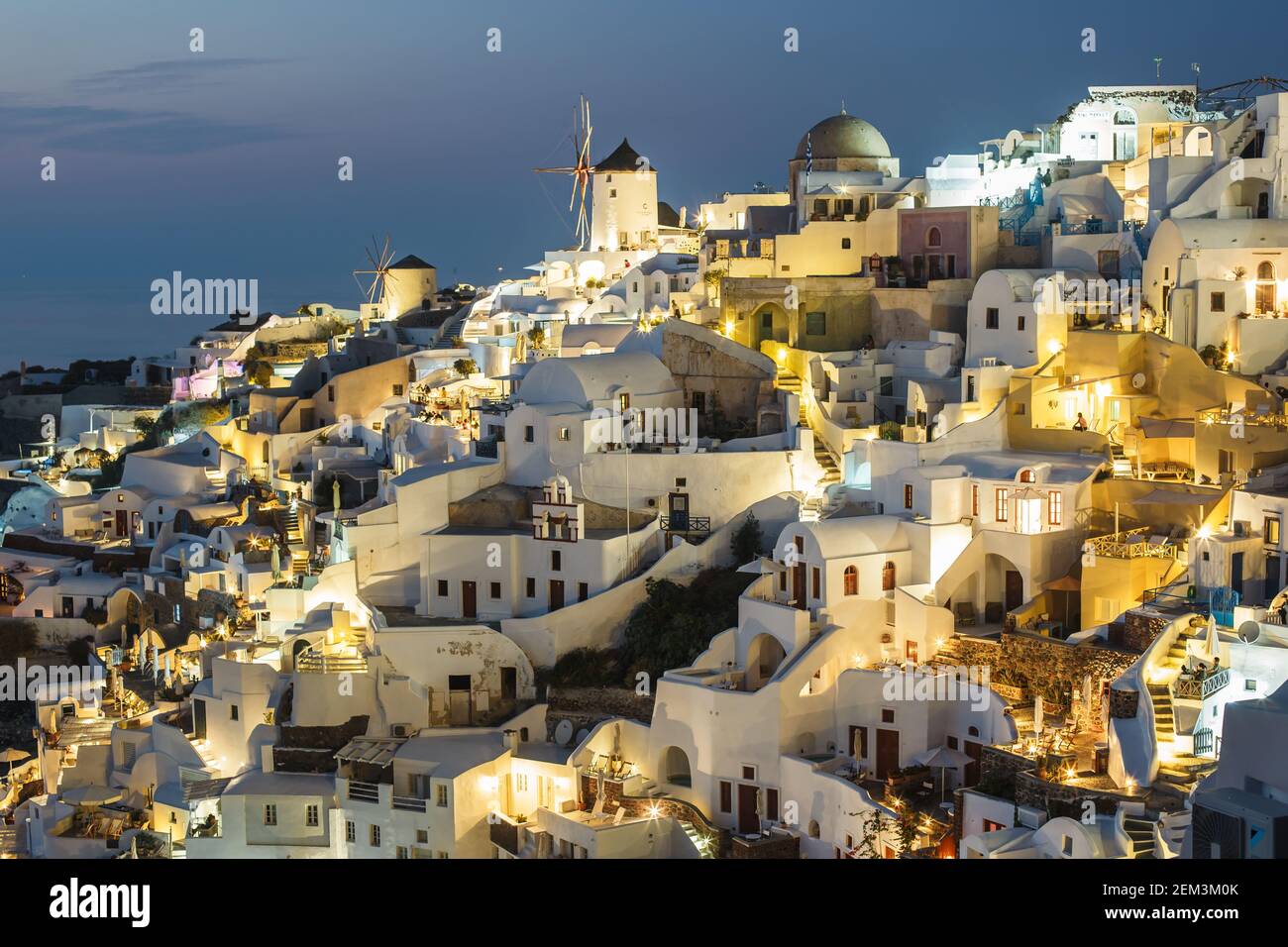 Magnificent night Santorini panorama. Night Santorini background Stock ...