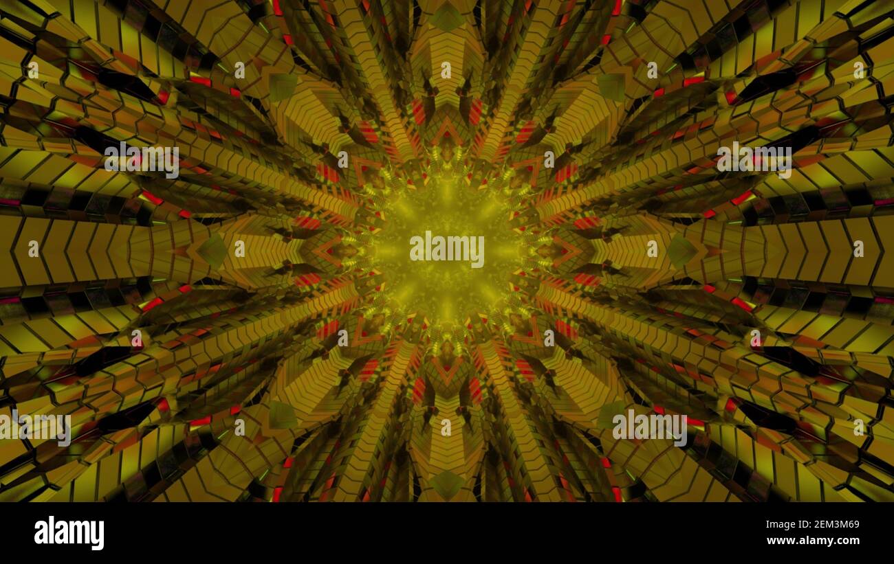 3D illustration of abstract symmetric lines forming floral pattern ...