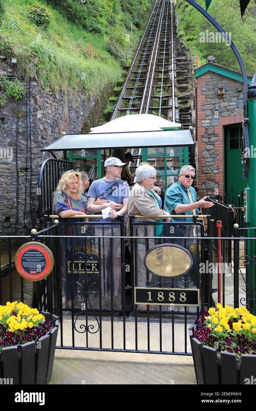The Lynton and Lynmouth Cliff Railway joining the twin towns of Lynton ...