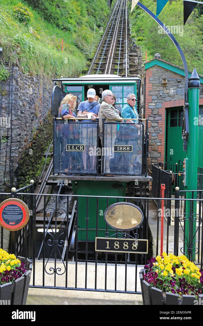 The Lynton and Lynmouth Cliff Railway joining the twin towns of Lynton ...