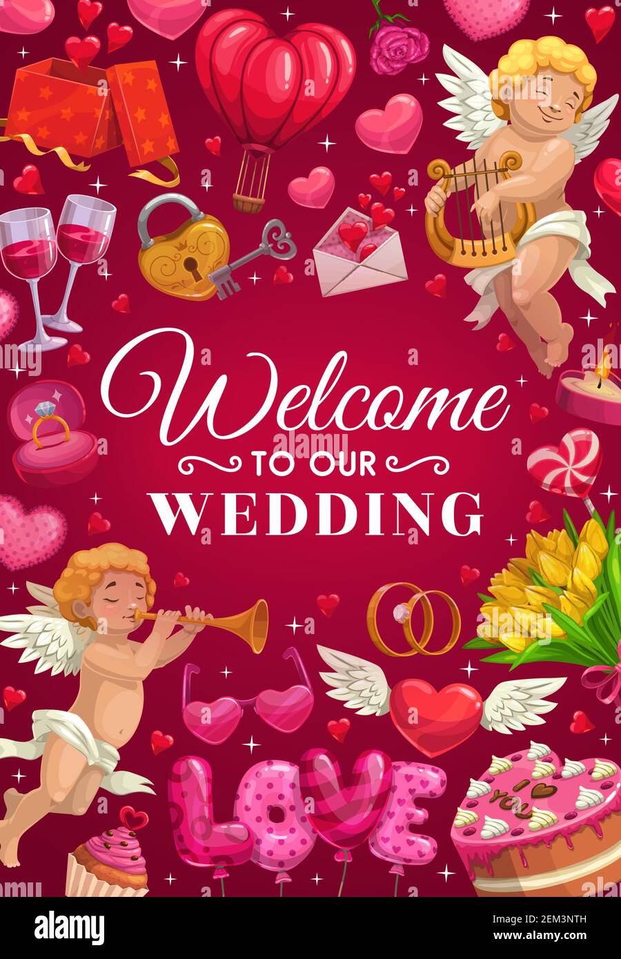 Welcome to our wedding lettering and frame of love symbols. Vector ...