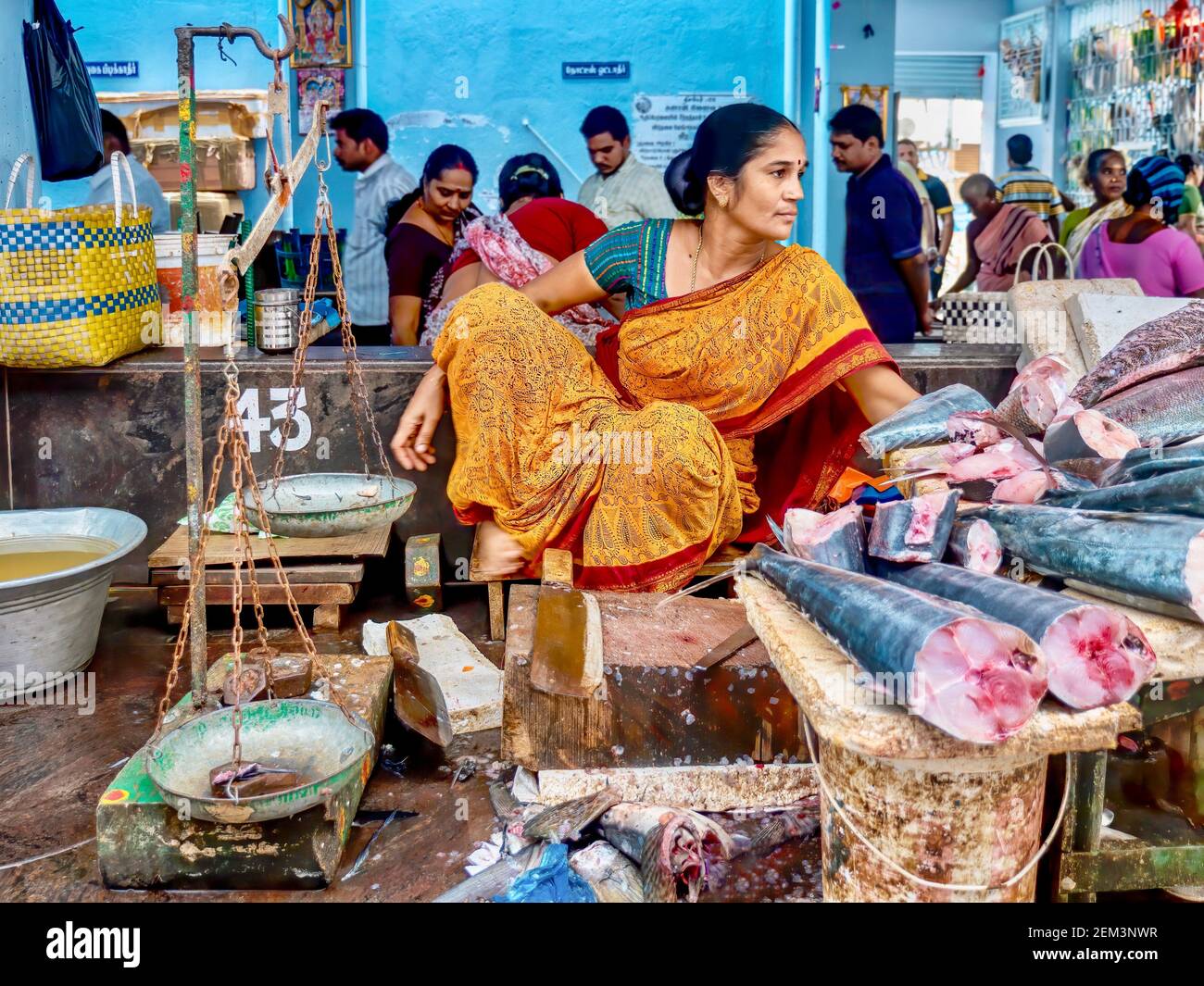 Indian fish seller hi-res stock photography and images - Alamy