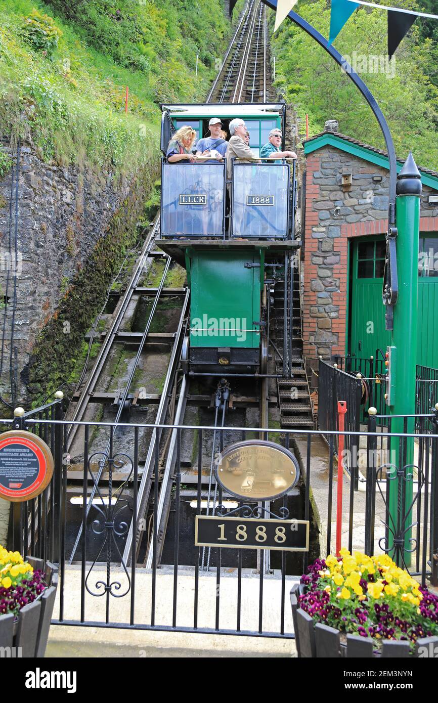 The Lynton and Lynmouth Cliff Railway joining the twin towns of Lynton ...