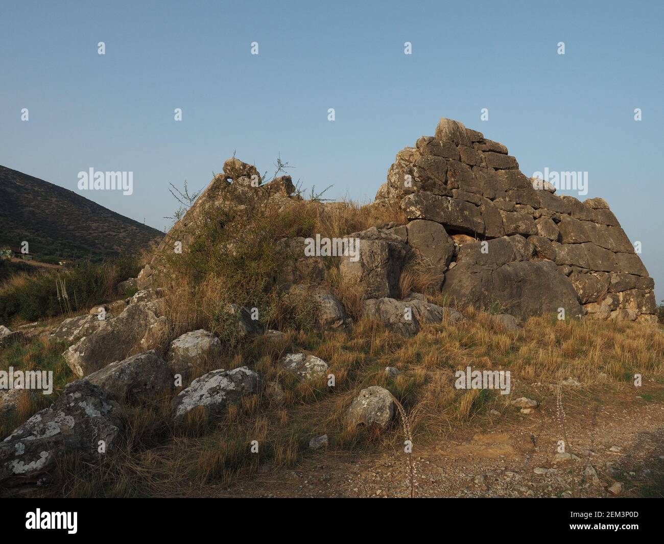 Pyramid of Hellinikon, side view of walls Stock Photo - Alamy