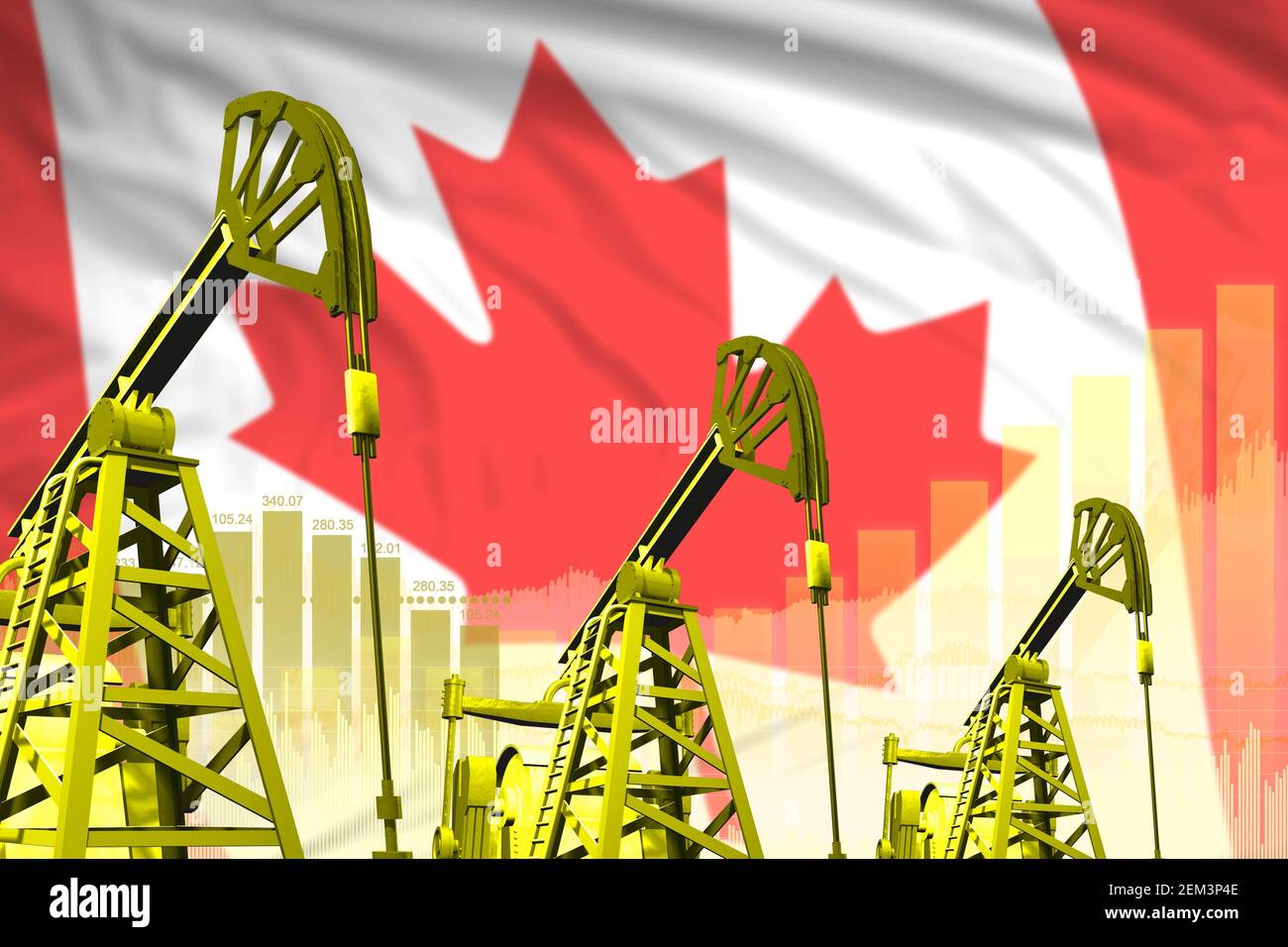 Canada oil and petrol industry concept, industrial illustration on ...