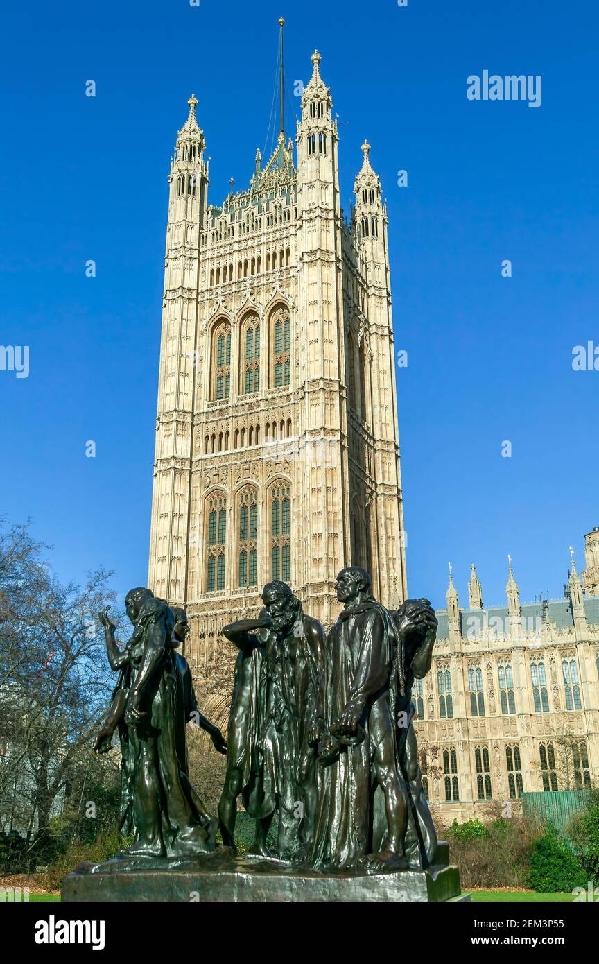 Burghers of Calais statue unveiled in 1915 in Victoria Tower Gardens at ...