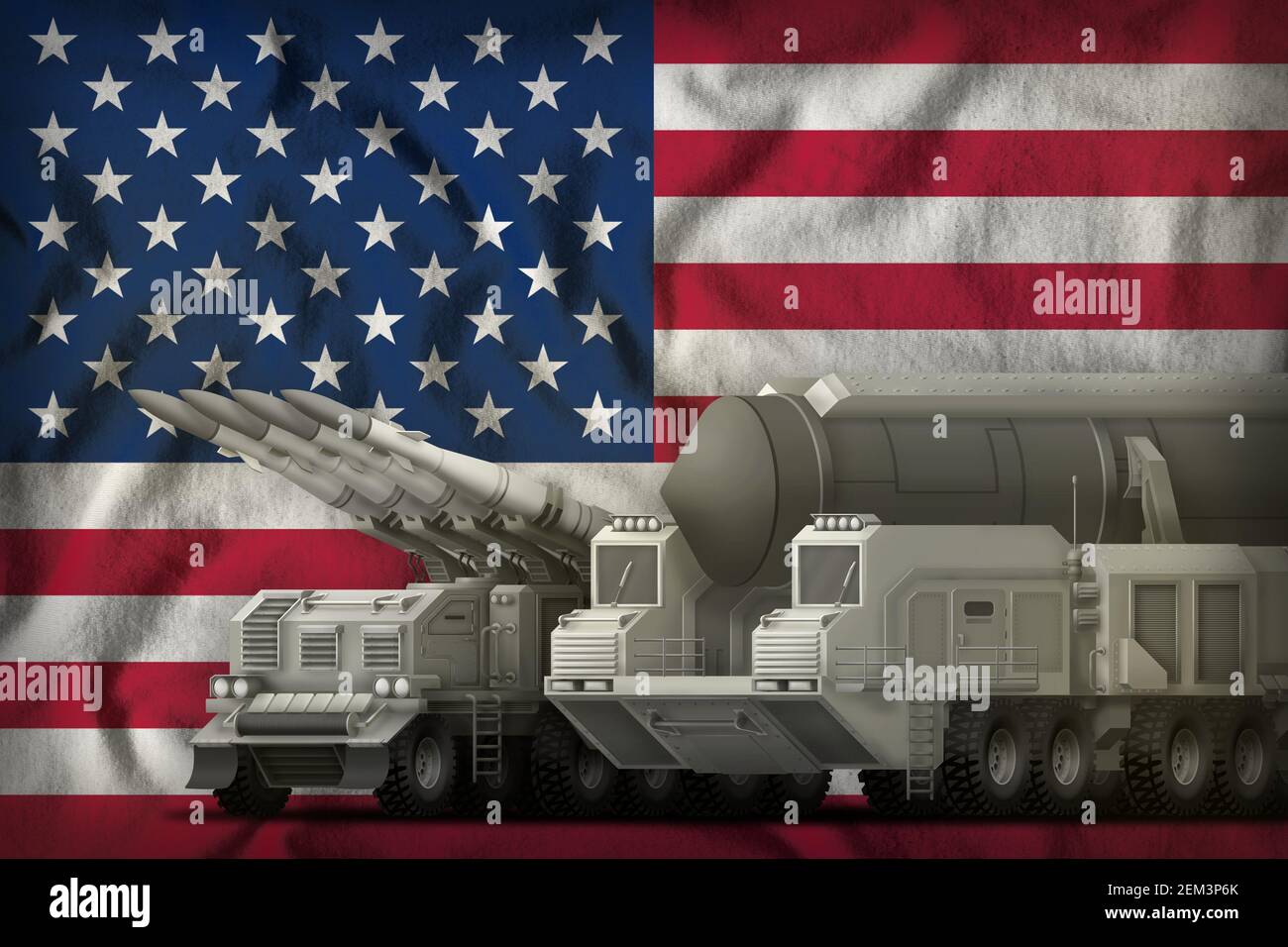 rocket forces on the USA flag background. USA rocket forces concept. 3d ...