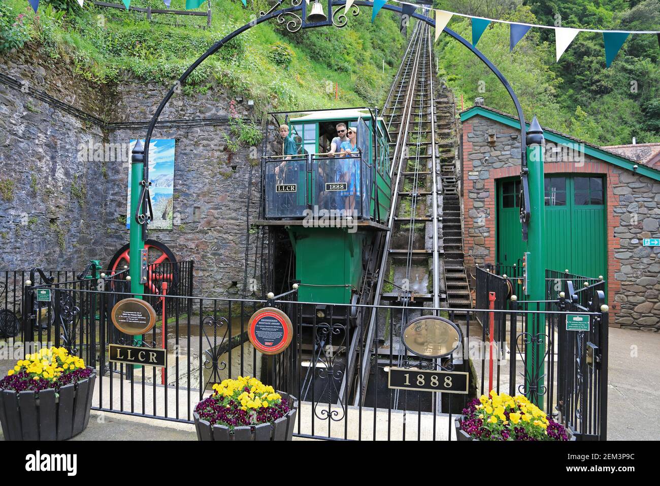 The Lynton and Lynmouth Cliff Railway joining the twin towns of Lynton ...