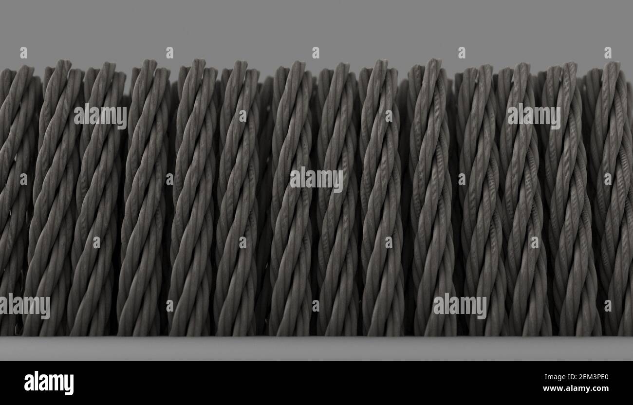 A microscopic close up view of a cross section of simple braided ...