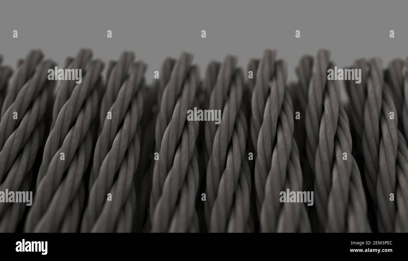 A microscopic close up view of a cross section of simple braided ...