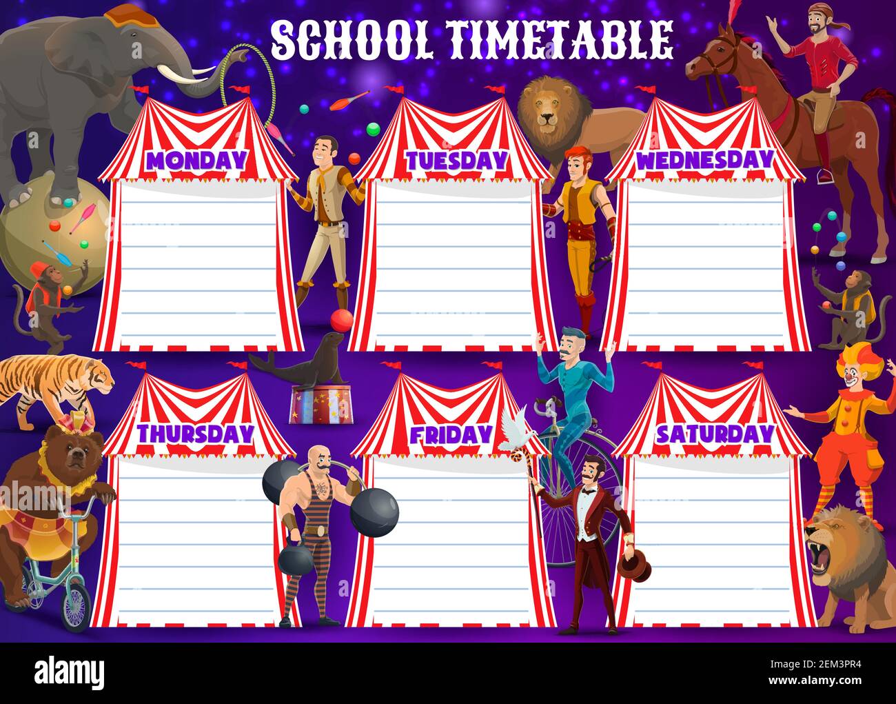 School timetable animals Stock Vector Images - Alamy