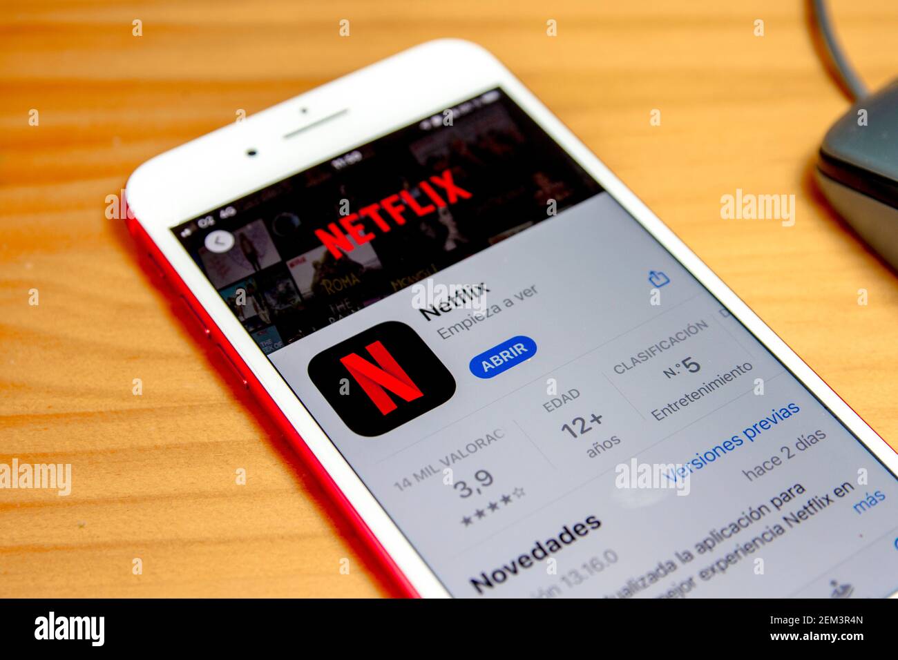 Spain, 02, 24, 2021 : Netflix logo on Iphone screen. Netflix streaming ...