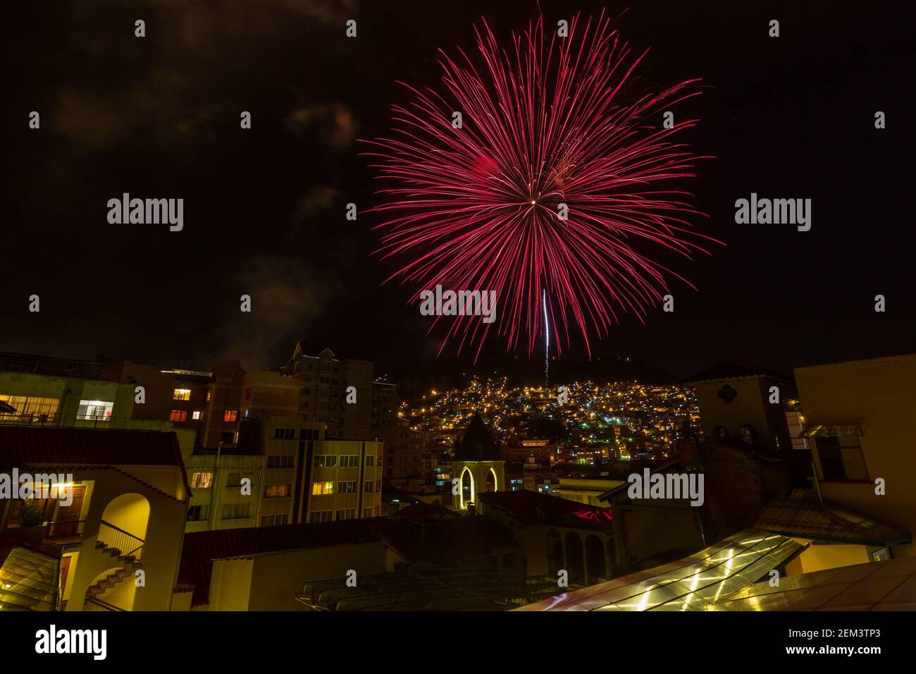 Firework in the night La Paz, Bolivia Stock Photo - Alamy