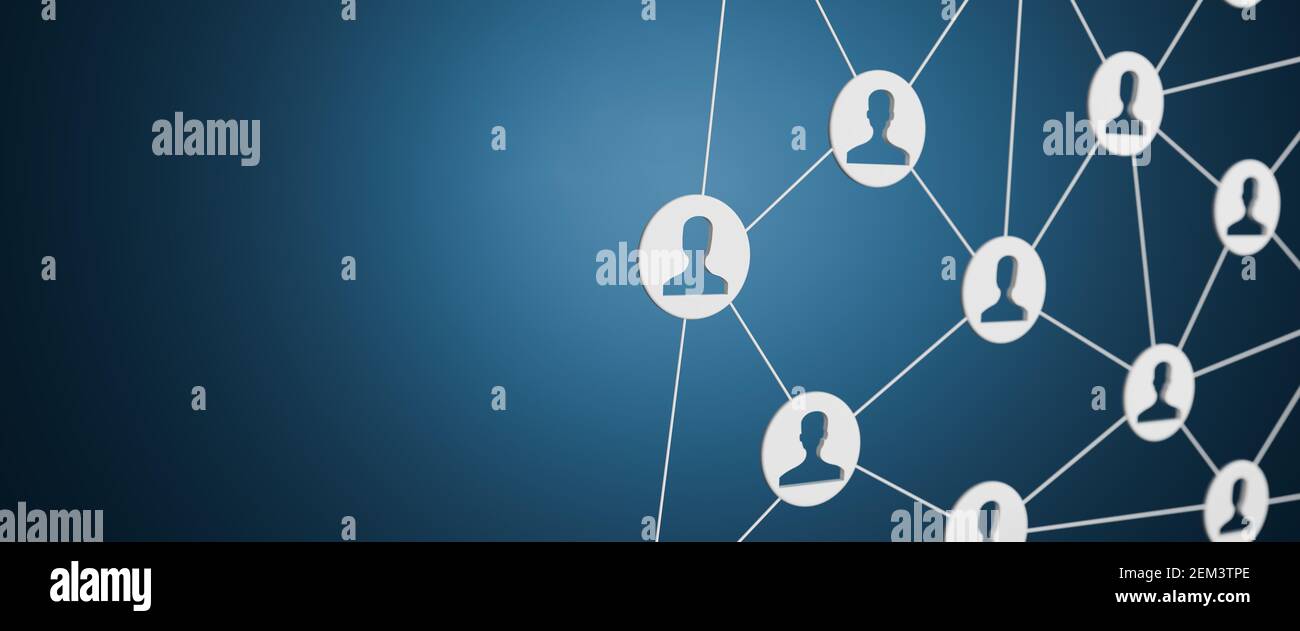 Networking concept: Mens and womens faces connected in a web. Web ...