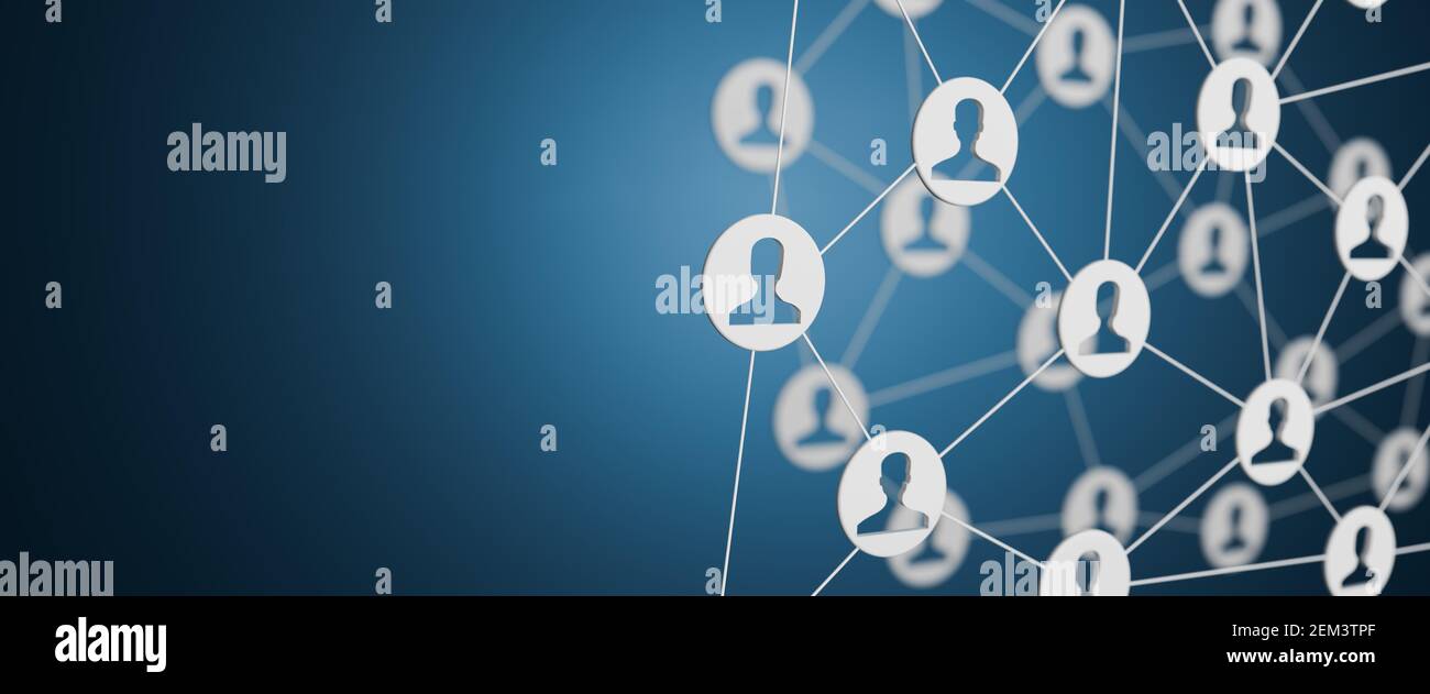 Networking concept: Mens and womens faces connected in a web. Web ...